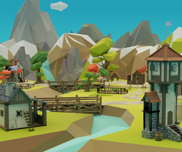 ArtStation - Middle Age Polyart Environment Modular | Game Assets