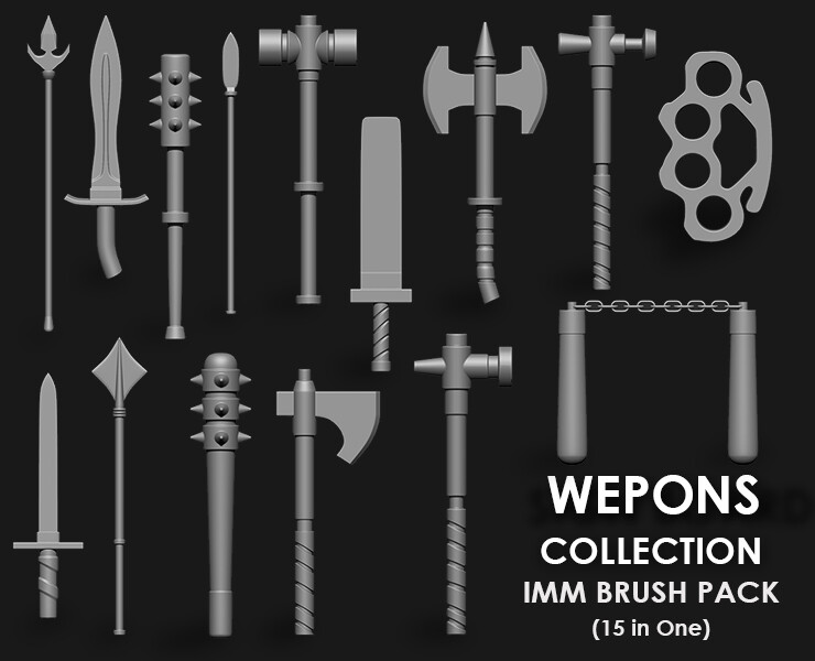 ArtStation - Weapons Collection IMM Brush Pack in One 15 | Brushes