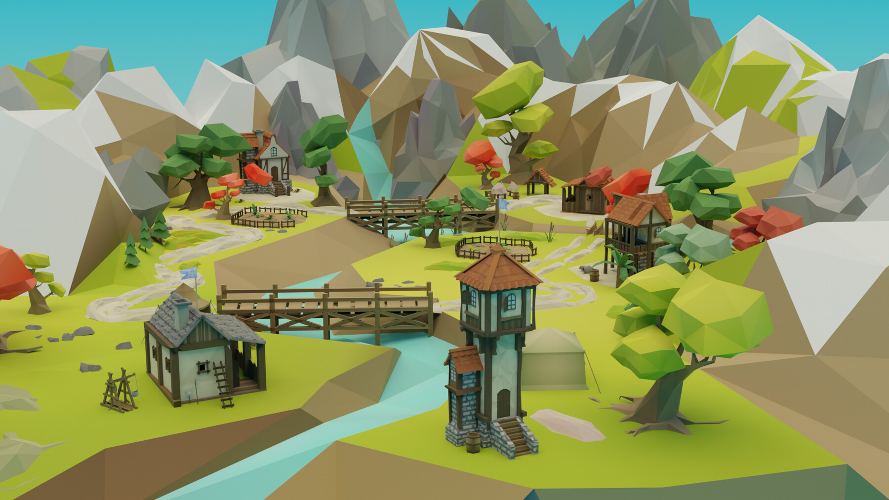 ArtStation - Middle Age Polyart Environment Modular | Game Assets