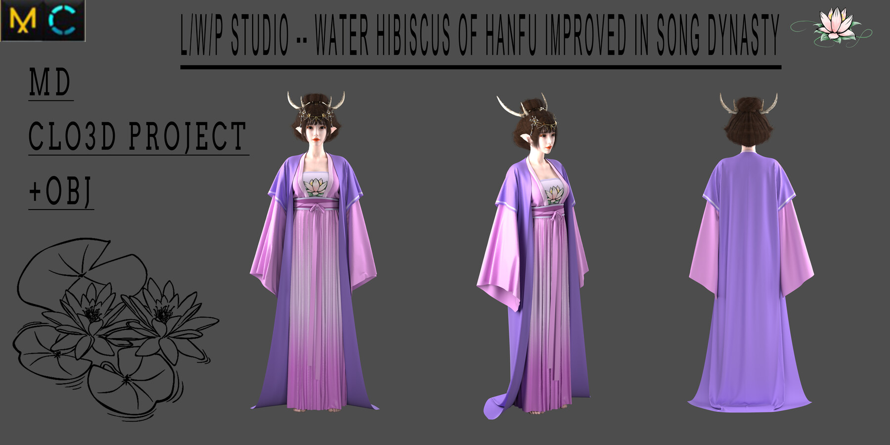 ArtStation - L/W/P Studio -- Water Hibiscus of Hanfu improved in Song ...