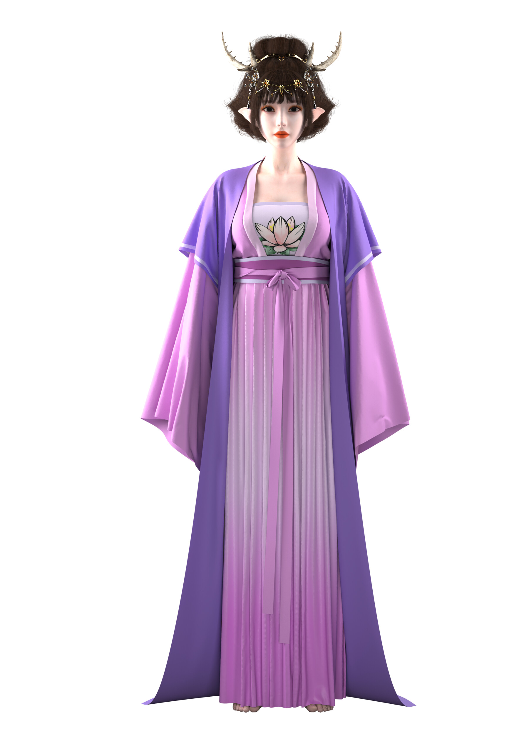 ArtStation - L/W/P Studio -- Water Hibiscus of Hanfu improved in Song ...