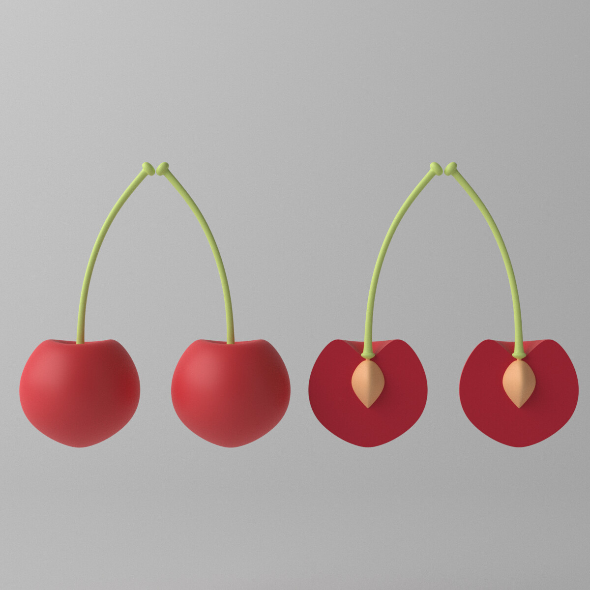 ArtStation - Cartoon Cherry Fruit and Slice 3D model | Resources