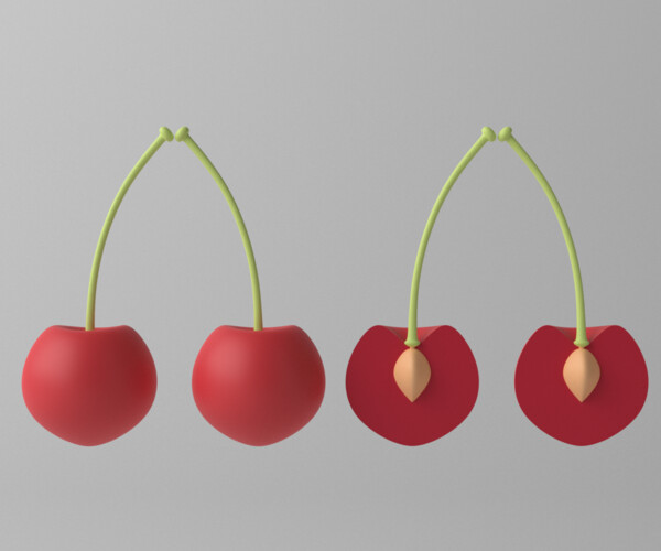 ArtStation - Cartoon Cherry Fruit and Slice 3D model | Resources