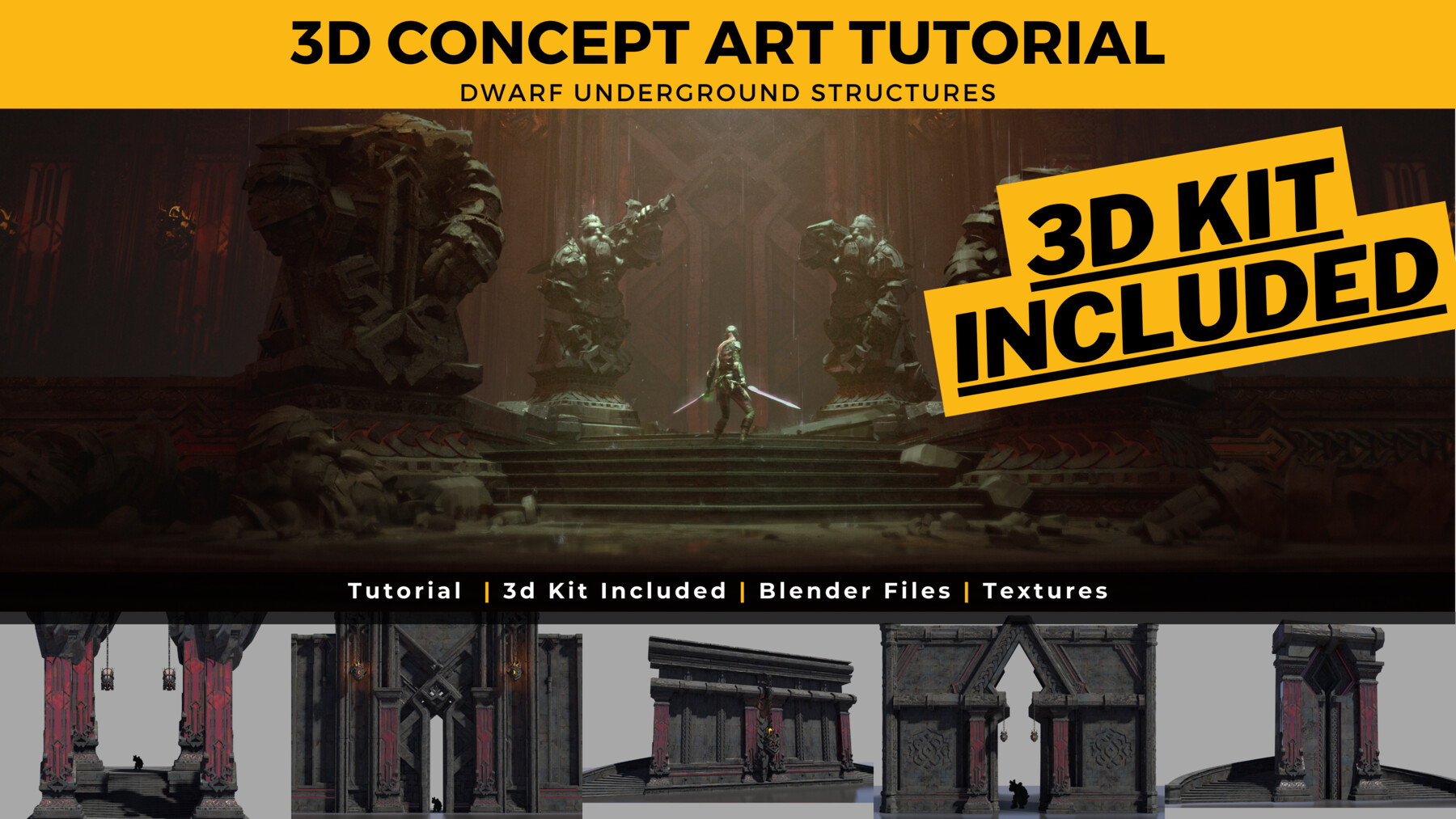 ArtStation - Building a scene using a 3D Kit Tutorial - Underground Dwarf | Tutorials