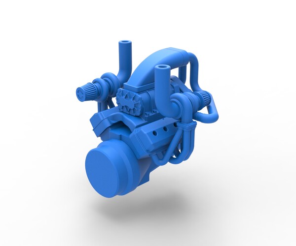 ArtStation - 3D printable Diecast Twin turbo supercharged V8 Engine ...