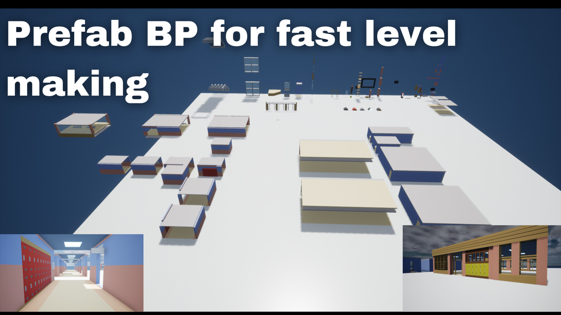 ArtStation - high school lowpoly - 100+ assets // 18 BP Prefab System ...