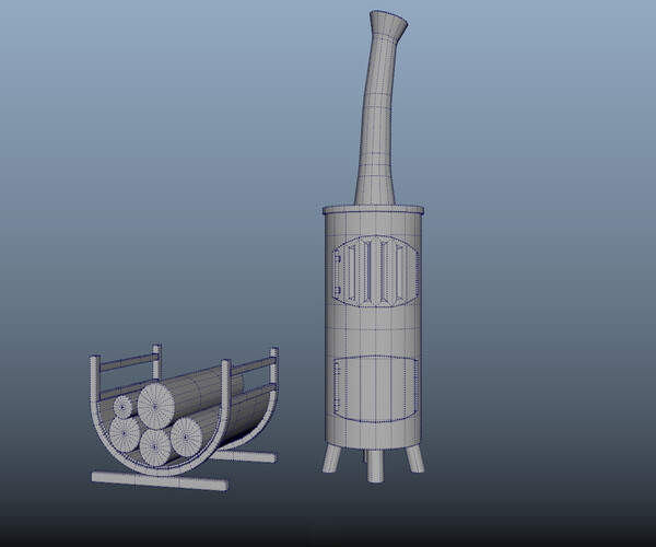 ArtStation - tylized metal stove with firewood PBR Low-poly 3D model ...