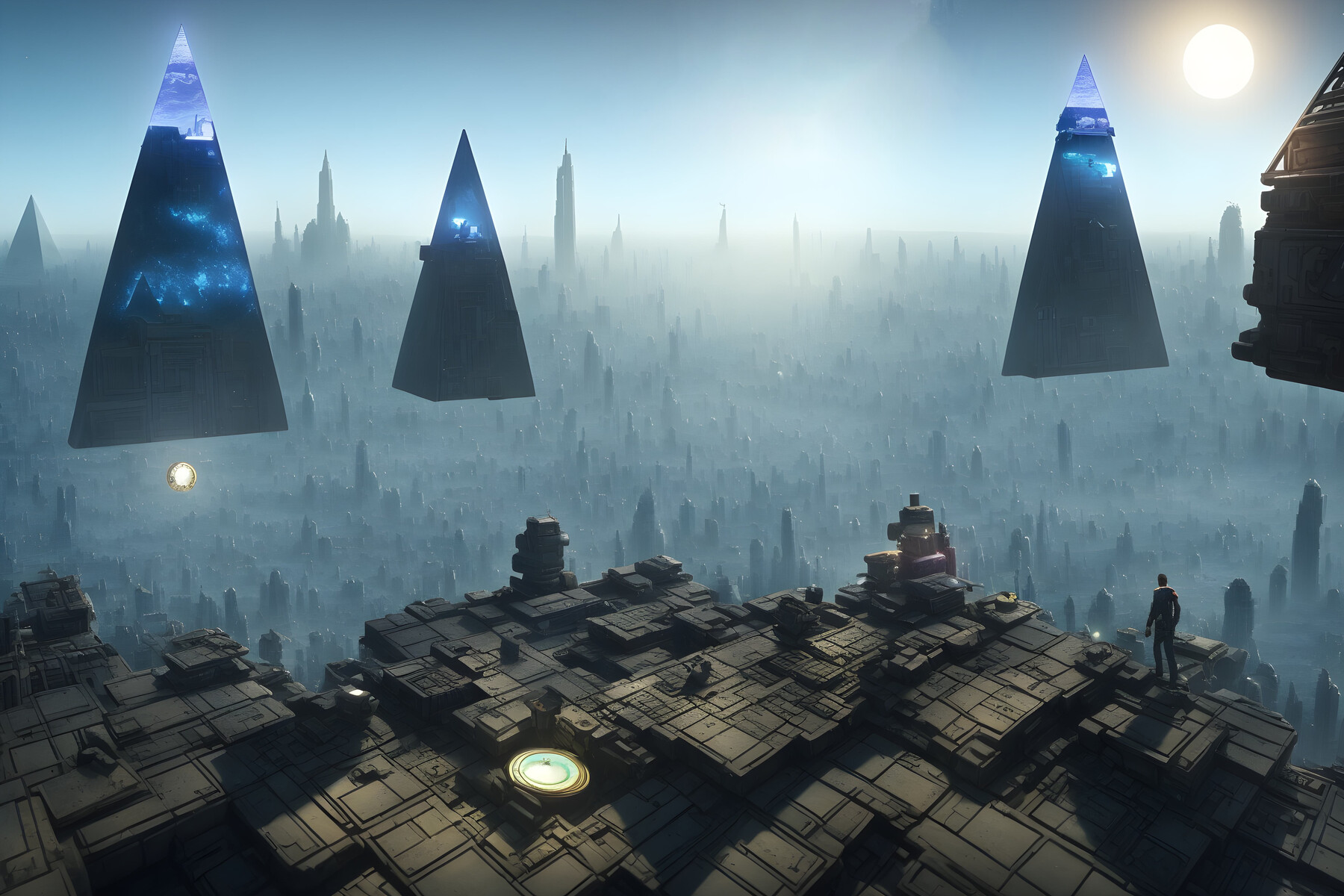 ArtStation - Futuristic city of flying pyramids (pack of 23 illustrations) | Artworks