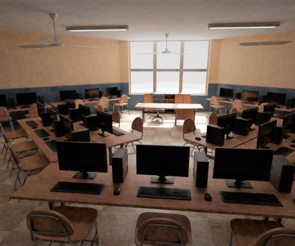 ArtStation - school building with interior rooms and Furnitures | Resources