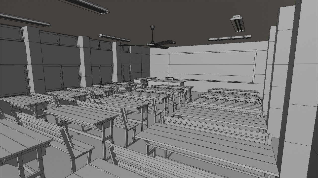 ArtStation - school building with interior rooms and Furnitures | Resources