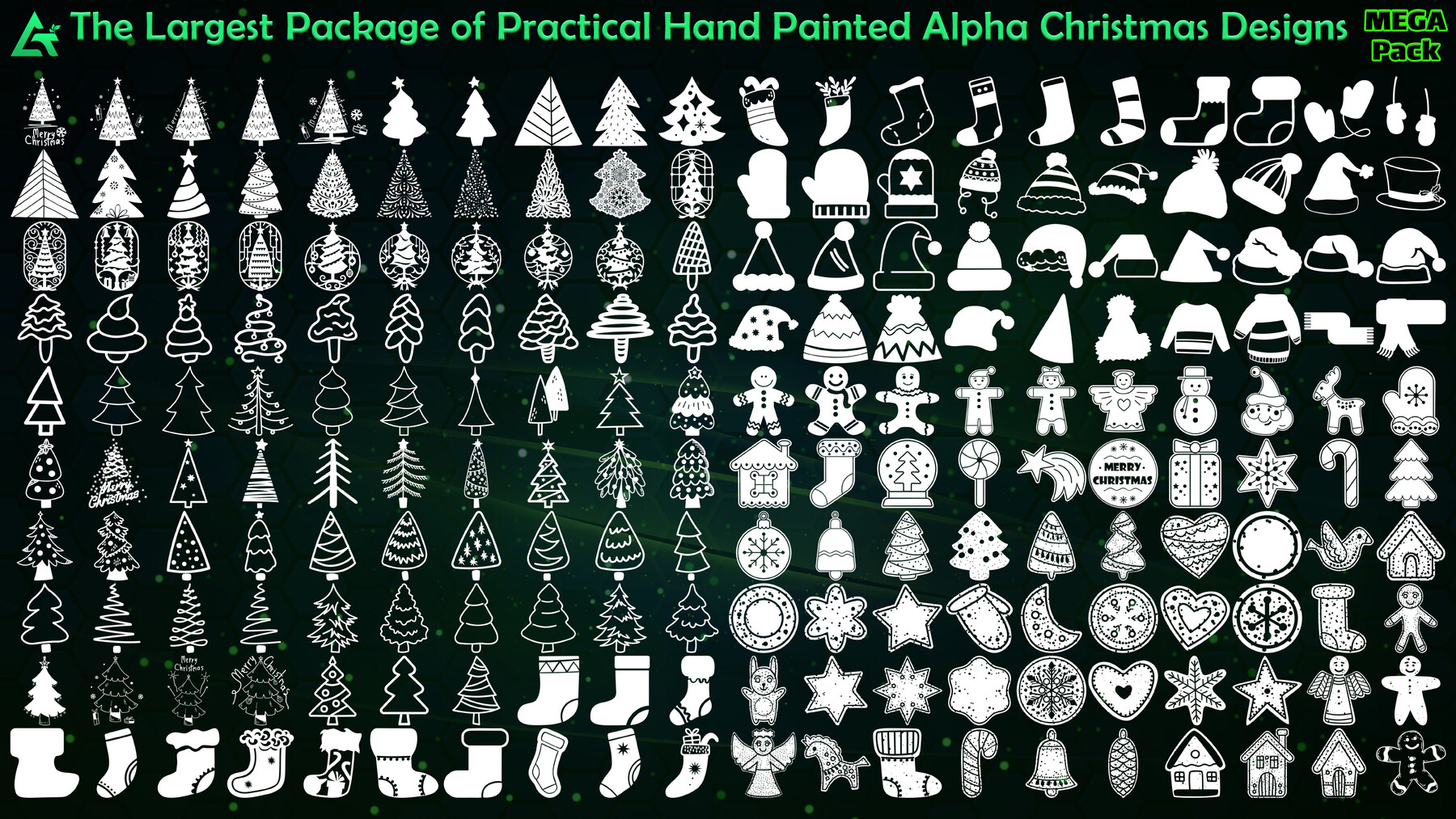 ArtStation - 1500 Hand Painted Alpha Christmas Designs (MEGA Pack ...