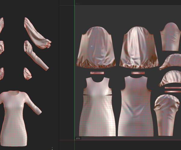 ArtStation - Low poly dress - constructor 4in1 | Game Assets