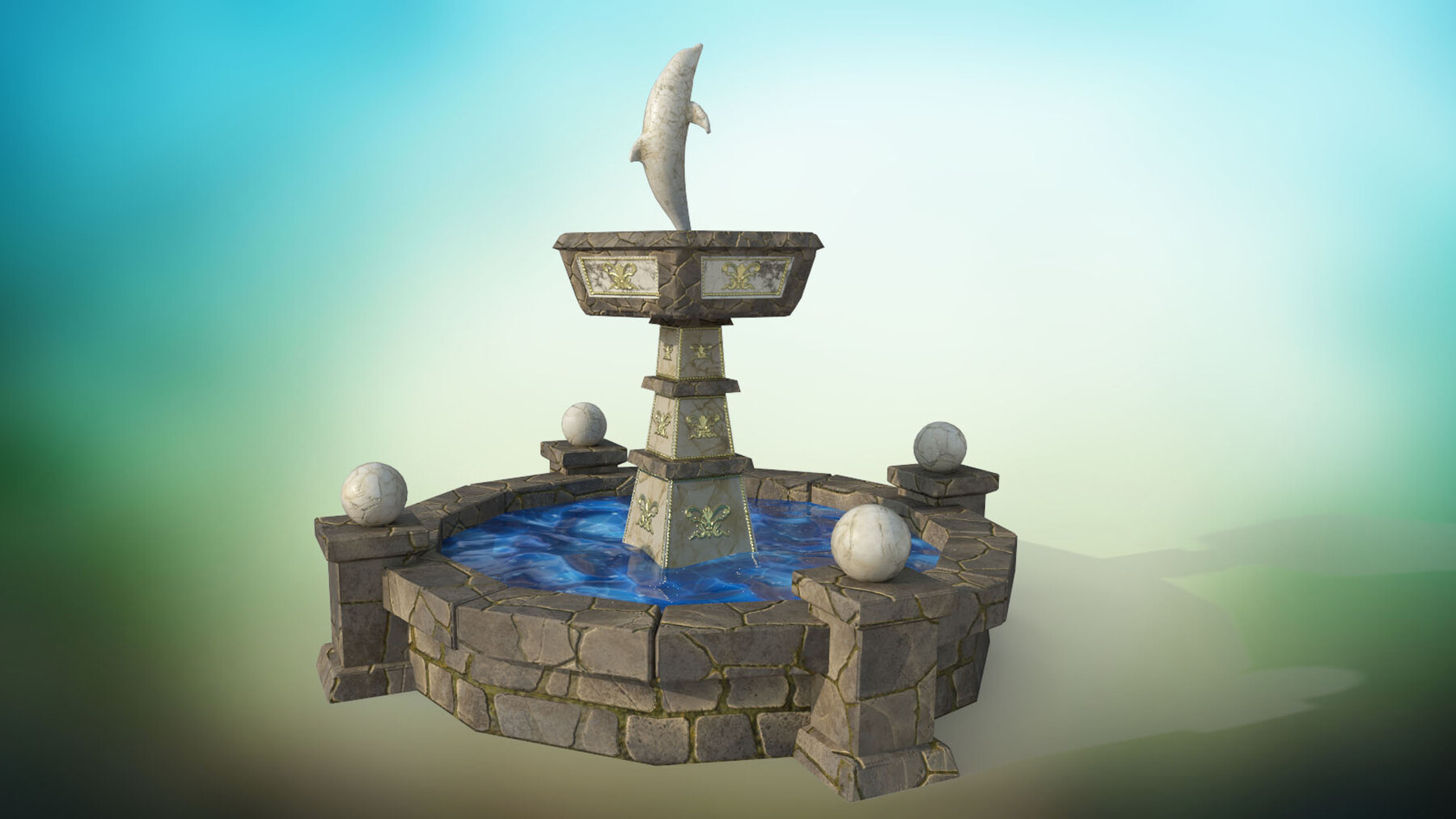 ArtStation - ancient fountain PBR low-poly 3D model | Resources