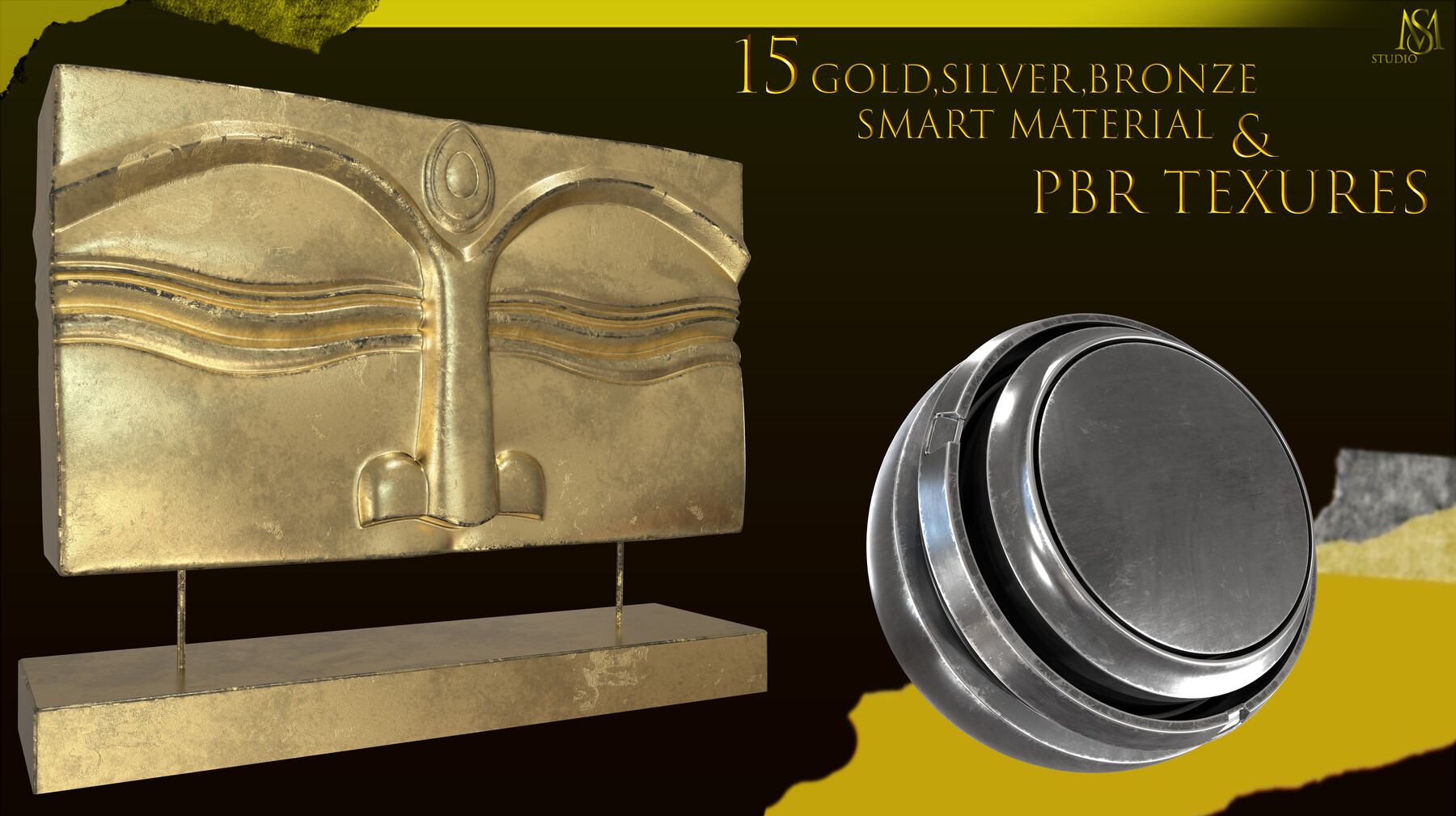 ArtStation - 15 BRONZE, GOLD, SILVER SMART MATERIAL AND 4k PBR textures ...