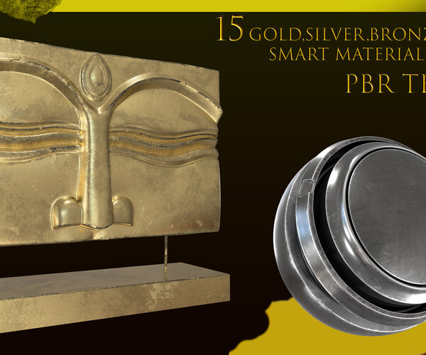ArtStation - 15 BRONZE, GOLD, SILVER SMART MATERIAL AND 4k PBR textures ...