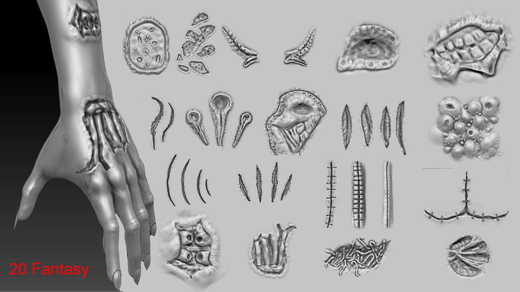 ArtStation - 50 Wound Brushes + Alpha | Brushes