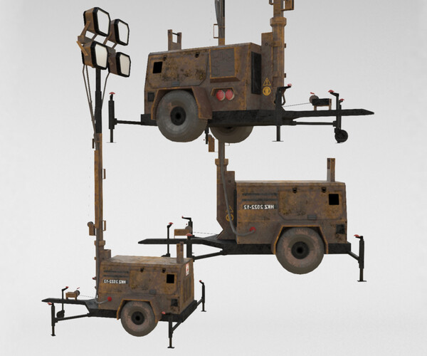 ArtStation - 8K Old Rusty Mobile Portable Diesel Light Tower Generator ...