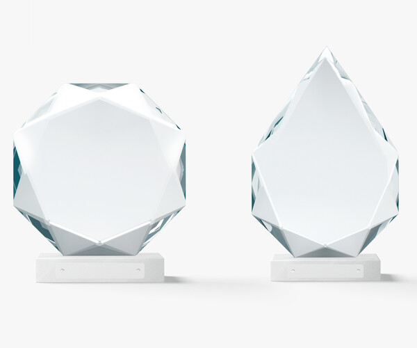 ArtStation - Glass Award Trophy Shapes - crystal plaque trophies set ...