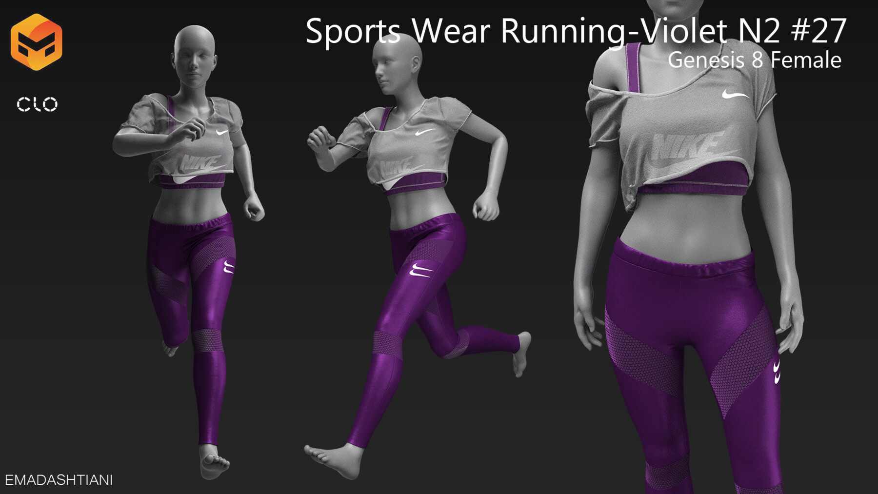 ArtStation - Sports Wear - Violet Running N2 #27 _ MarvelousDesigner ...