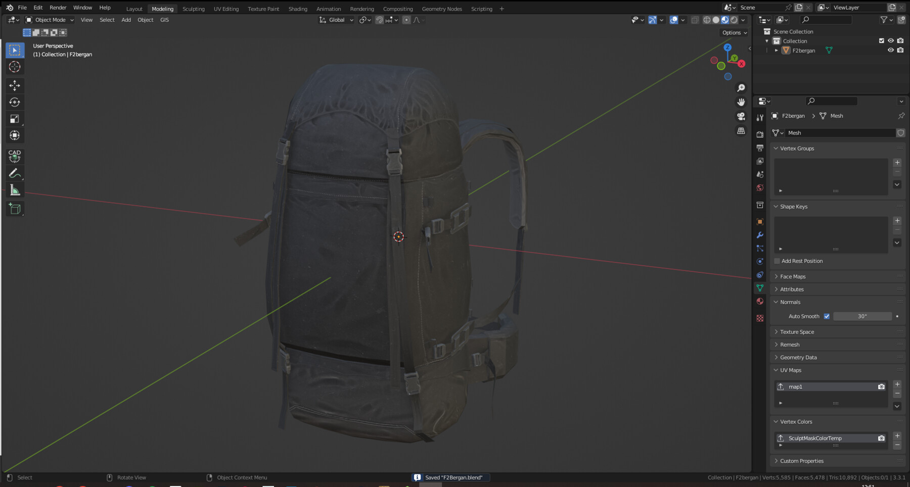 ArtStation - MILITARY F2 Bergan Backpack Low-poly 3D model | Game Assets