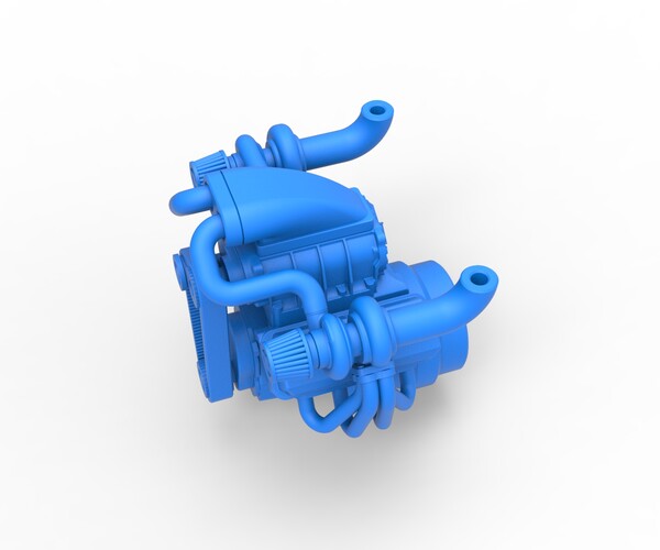 ArtStation - 3D printable Diecast Twin turbo supercharged V8 Engine ...