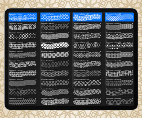 ArtStation - Seamless Geometric Pattern Brush Set For Procreate | Brushes