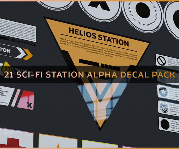 ArtStation - 21 Sci-Fi Alpha Decal Pack | Game Assets