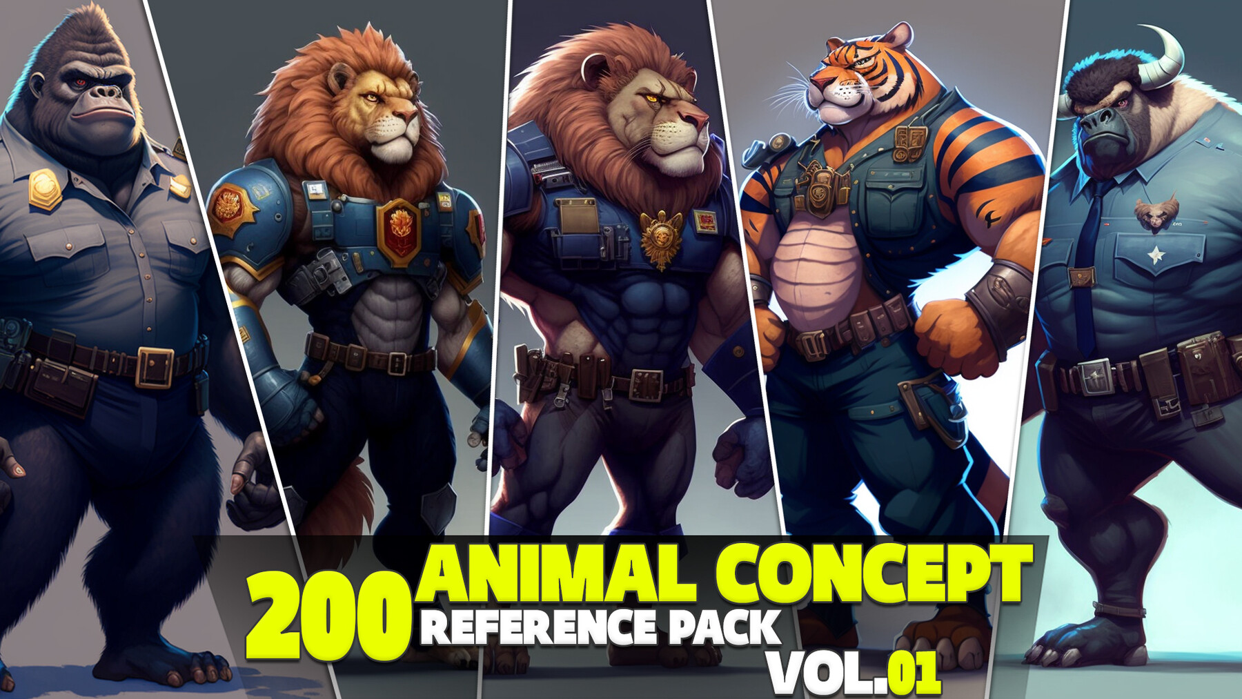 ArtStation - 200 Animal Concept Reference Pack Vol.01 | Artworks