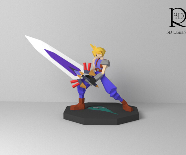 ArtStation - Cloud Strife Polygon Classic Battle Model for 3D Print ...