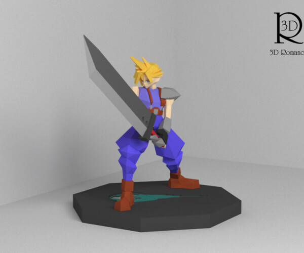 ArtStation - Cloud Strife Polygon Classic Battle Model for 3D Print ...