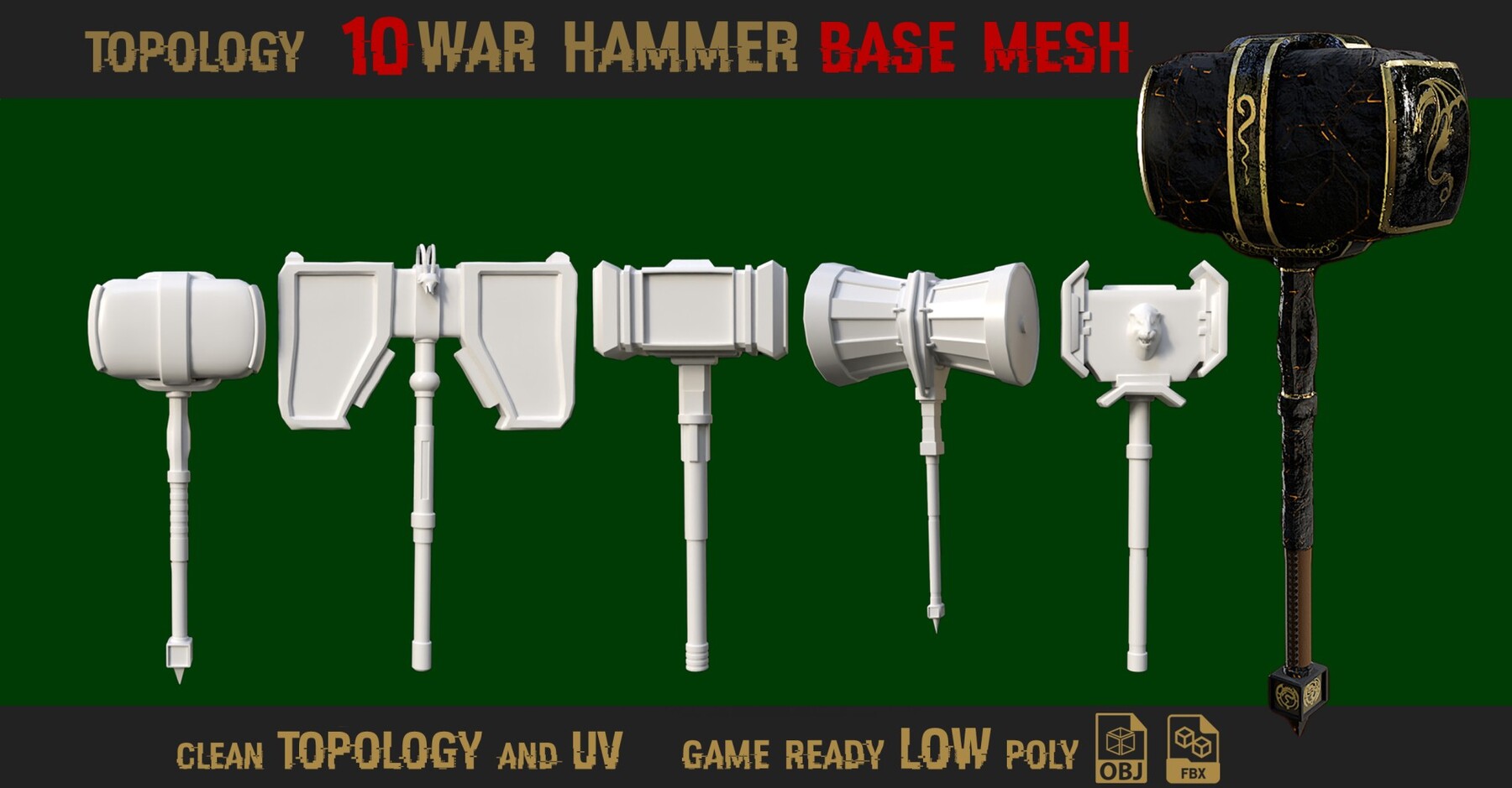 ArtStation - 10 war hammer bundle (base mesh) | Game Assets
