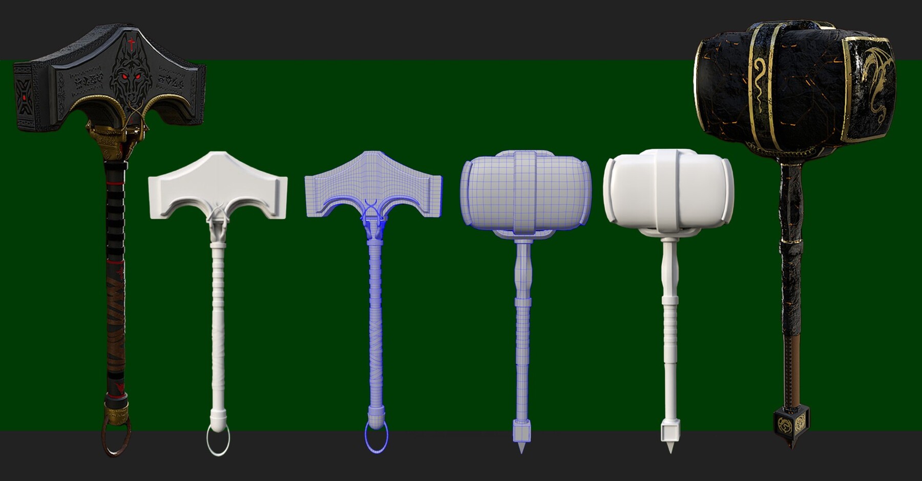 ArtStation - 10 war hammer bundle (base mesh) | Game Assets