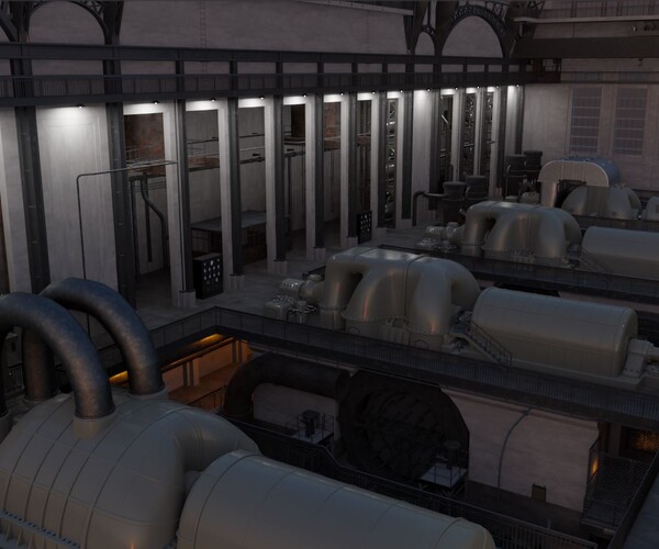 ArtStation - 1920s power plant turbine hall. | Game Assets
