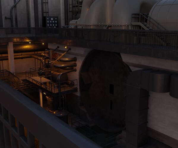 ArtStation - 1920s power plant turbine hall. | Game Assets