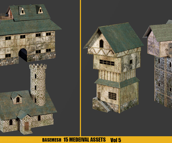 ArtStation - Kitbash: MEDIEVAL Assets + 4k Textures Vol 5 | Game Assets