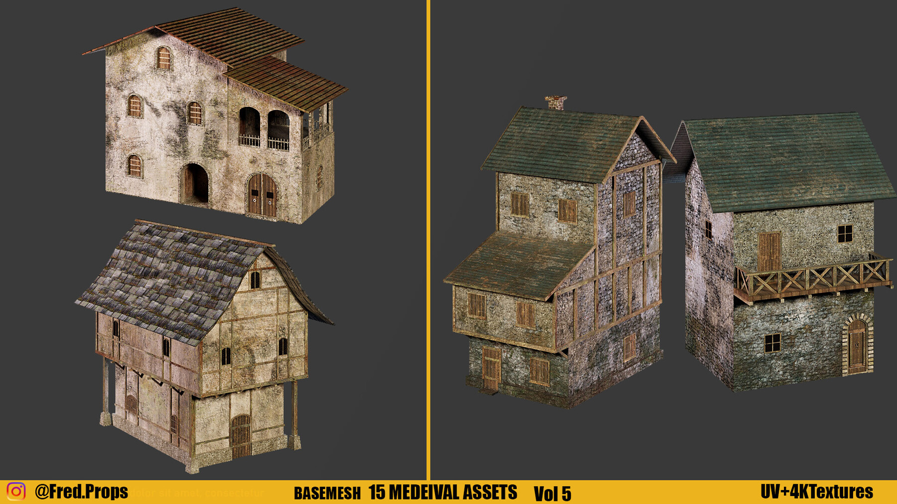 ArtStation - Kitbash: MEDIEVAL Assets + 4k Textures Vol 5 | Game Assets