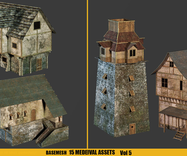 ArtStation - Kitbash: MEDIEVAL Assets + 4k Textures Vol 5 | Game Assets
