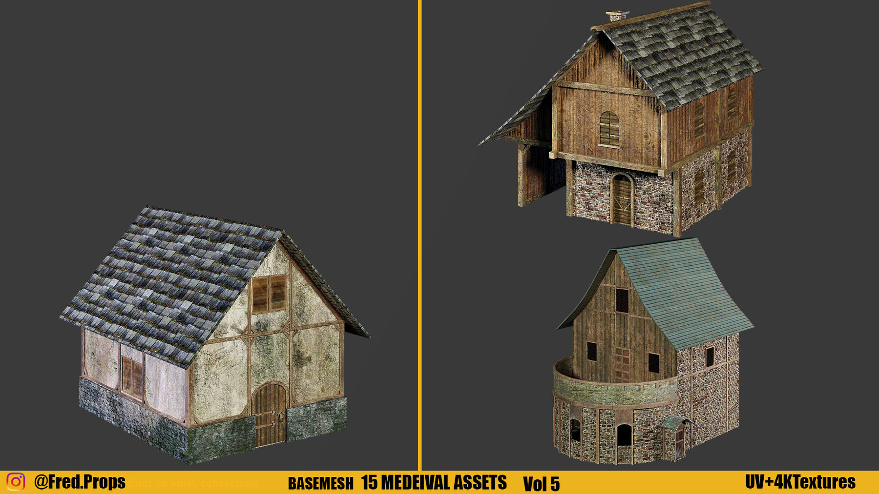 ArtStation - Kitbash: MEDIEVAL Assets + 4k Textures Vol 5 | Game Assets