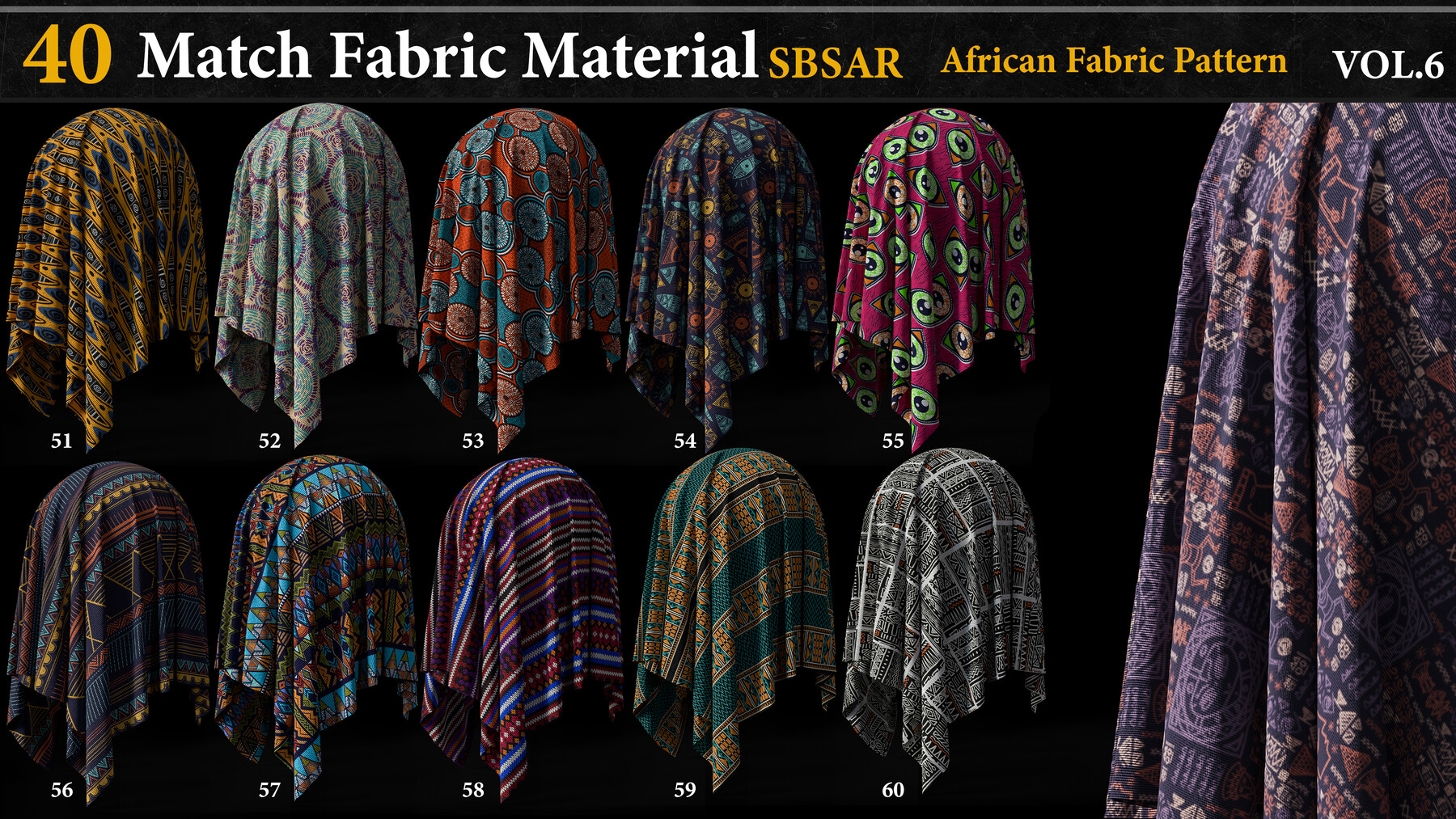 ArtStation - 40 Match Fabric Material With AFRICAN FABRIC Pattern-Sbsar ...