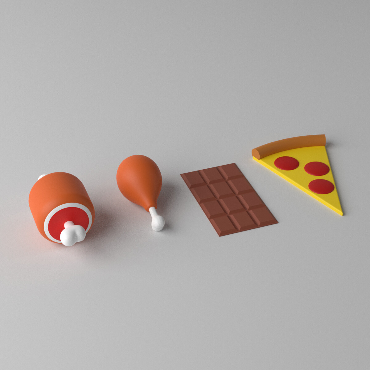 ArtStation - Cartoon Food Ham Chicken Leg Pizza Chocolate 3D model ...