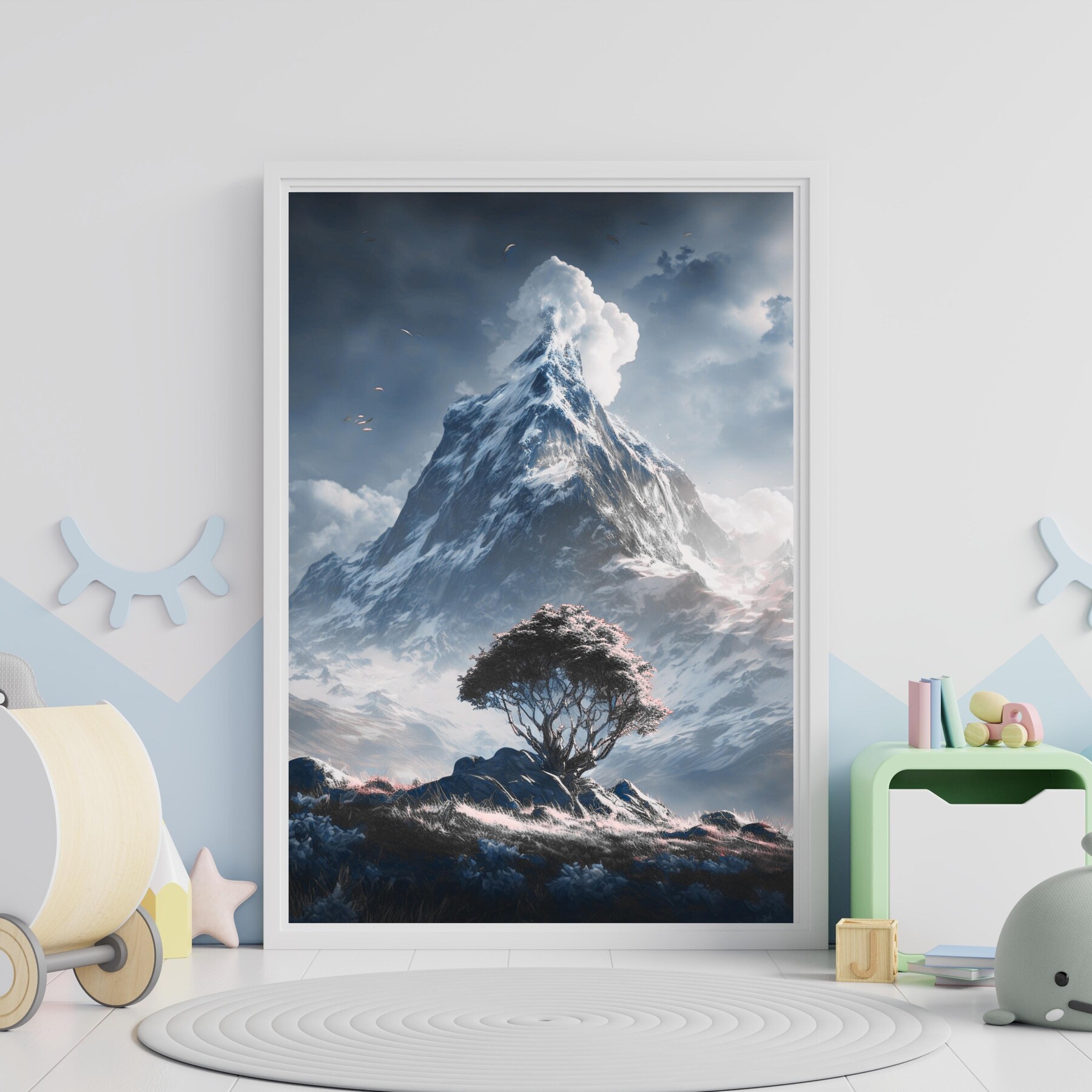 ArtStation - Flower Artwork, Watercolor Mountain Wall Art, Printable ...