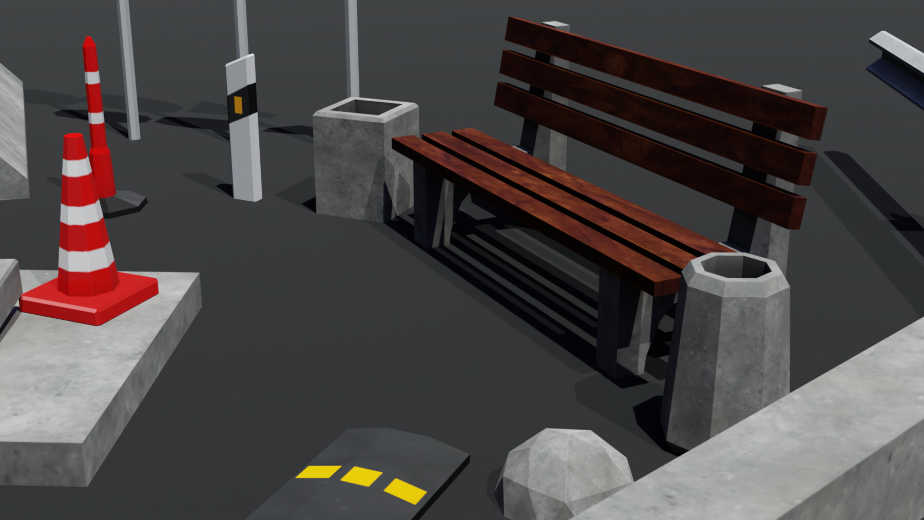 ArtStation - Road props for games, diffuse map, atlas, lp. | Game Assets