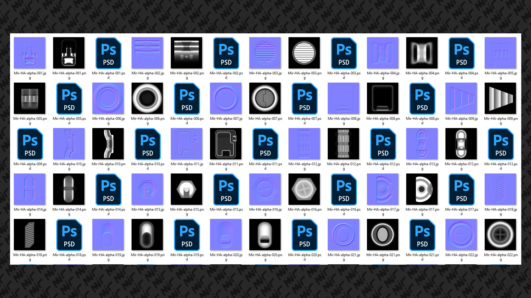 ArtStation - 60 hard surface height alpha map + normal map | Brushes