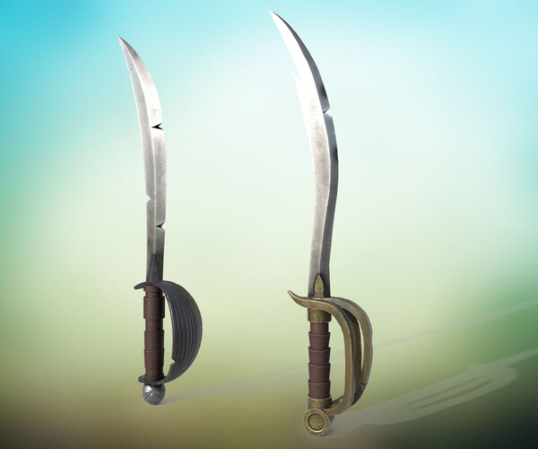 ArtStation - Stylized Cutlass Low-poly 3D model Low-poly 3D model ...