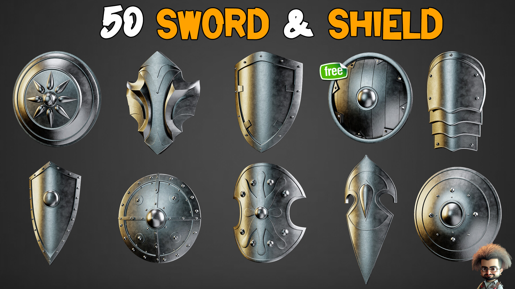 ArtStation - 50 Sword & Shield BaseMesh - VOL 01 ( Game Ready ) | Game ...