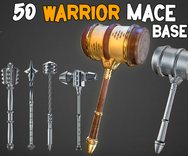 ArtStation - 50 Warrior Mace Base Mesh - VOL 03 ( Game Ready ) | Game Assets