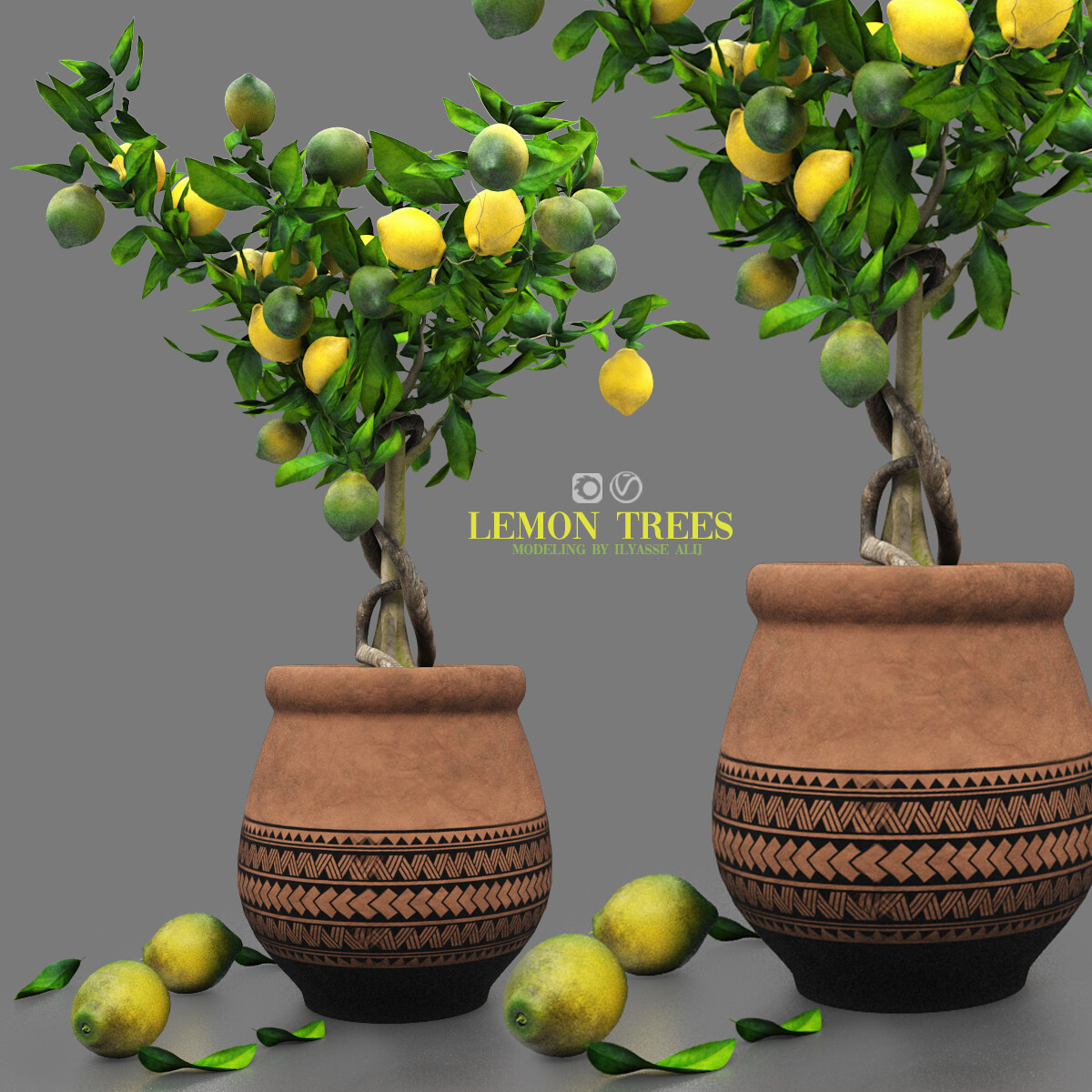 ArtStation - pot trees collection 01 | Game Assets