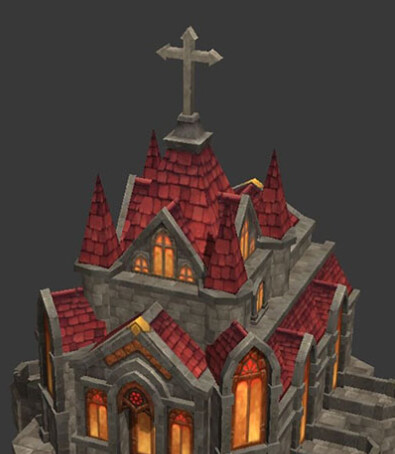 ArtStation - 3DMAX Red Tile Cross Church brightly lit building model ...