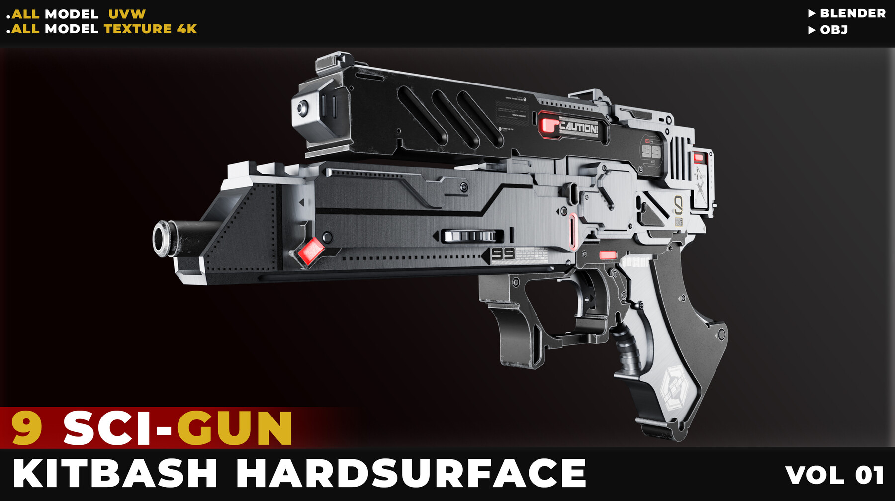 ArtStation - 9 SCI-FI GUN (WEAPON) HARDSURFACE VOL 01 | Resources