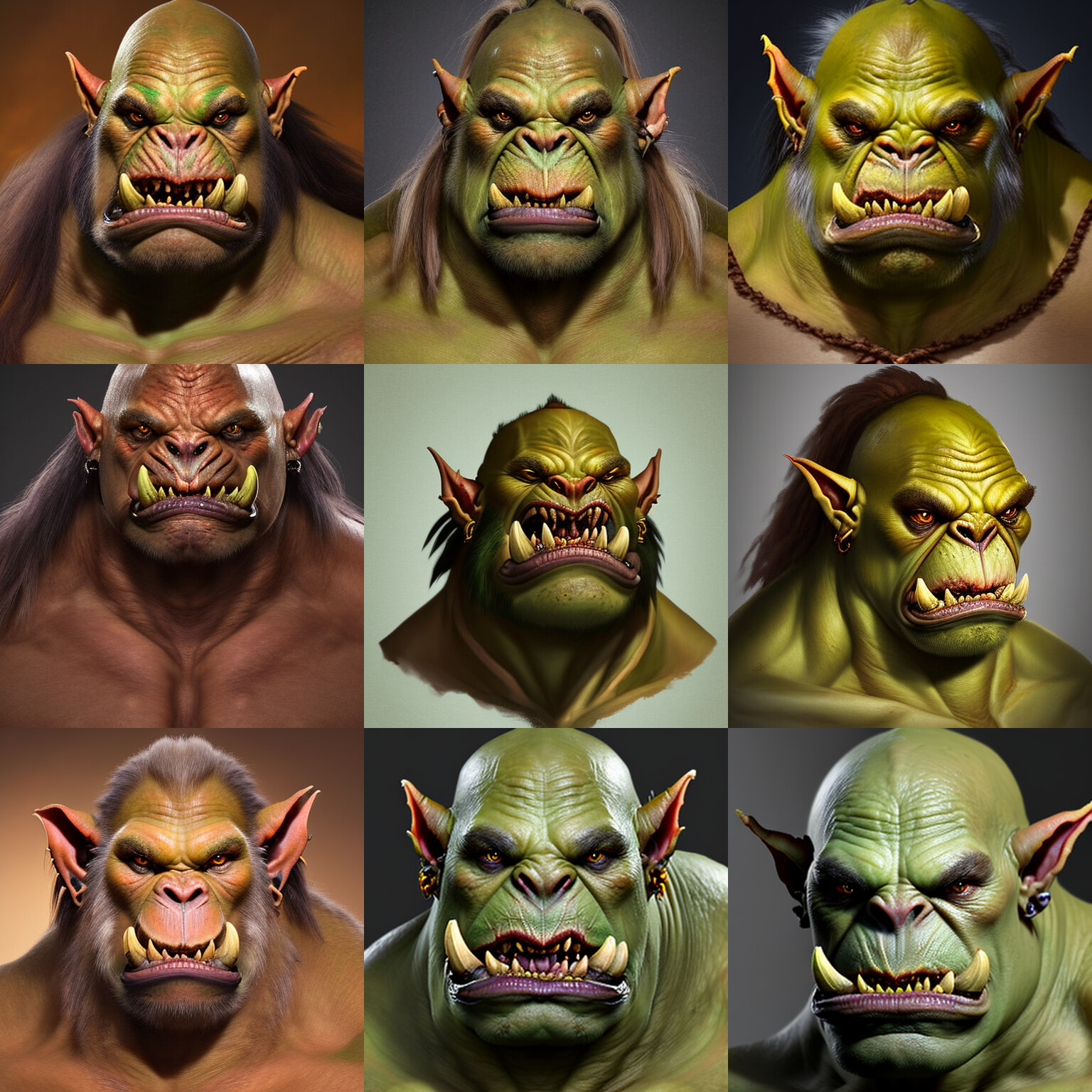 ArtStation - 132 UNIQUE Orc Portraits (512x512) | Game Assets